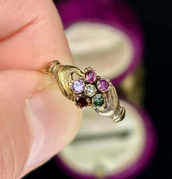 Antique Victorian Fede REGARD Cluster Ring– Irene Byrne & Co